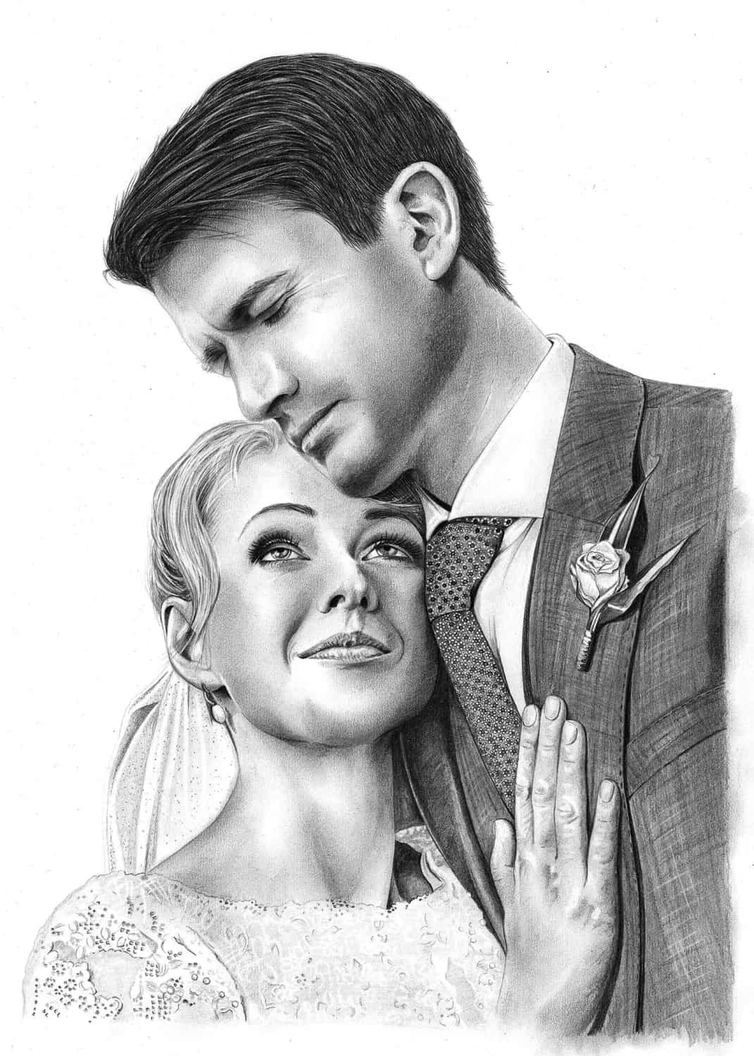 Wedding Portraits by Angela of Pencil Sketch Portraits