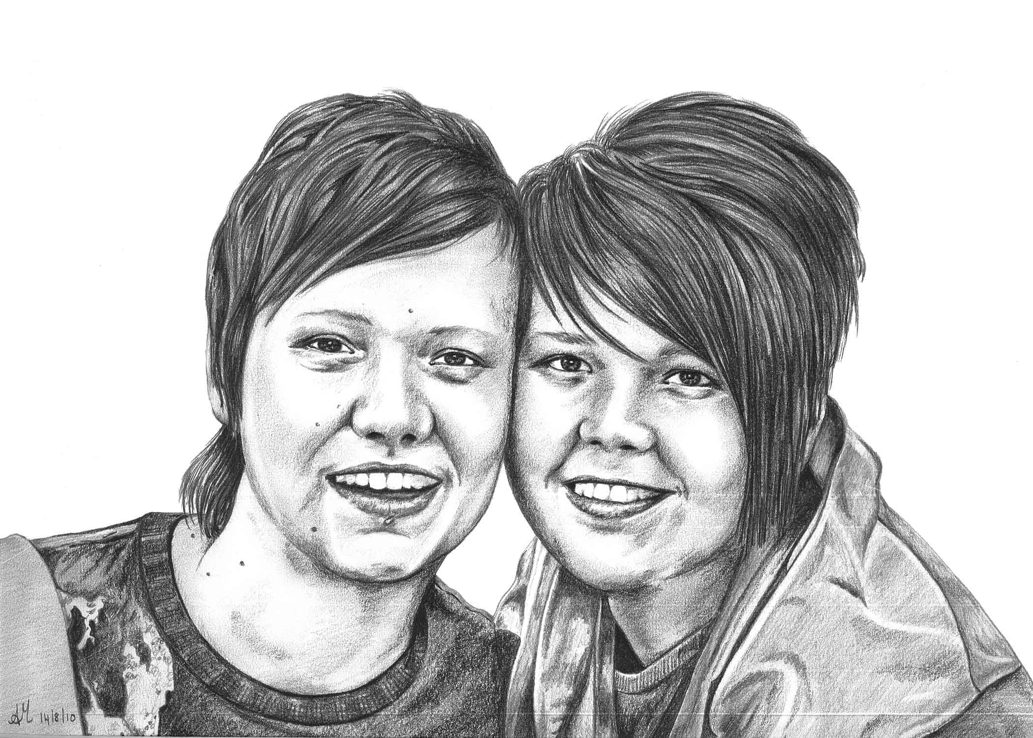 Pencil Portrait of Friends | Pencil Sketch Portraits