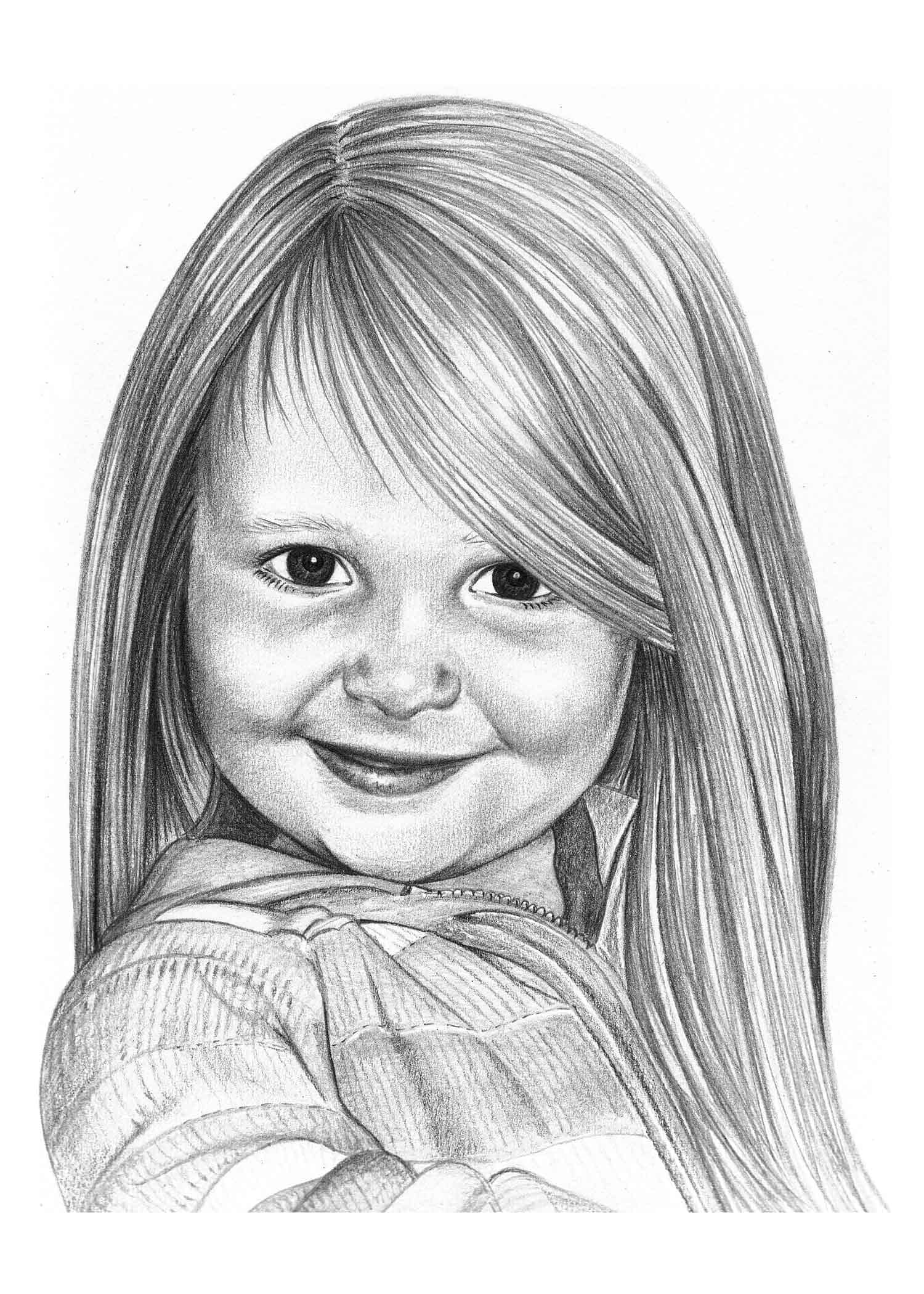 Pencil Portrait of Daughter | Pencil Sketch Portraits