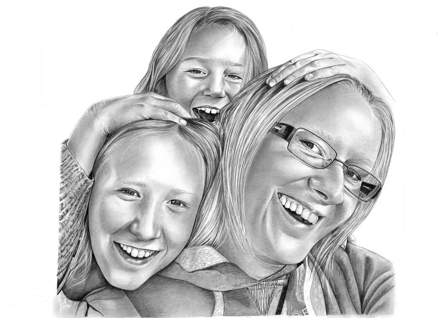 Family Portrait Drawings by Angela - Pencil Sketch Portraits
